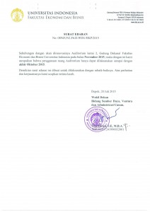 Surat Edaran Penggunaan Auditorium FEB UI – Fakultas Ekonomi dan Bisnis ...