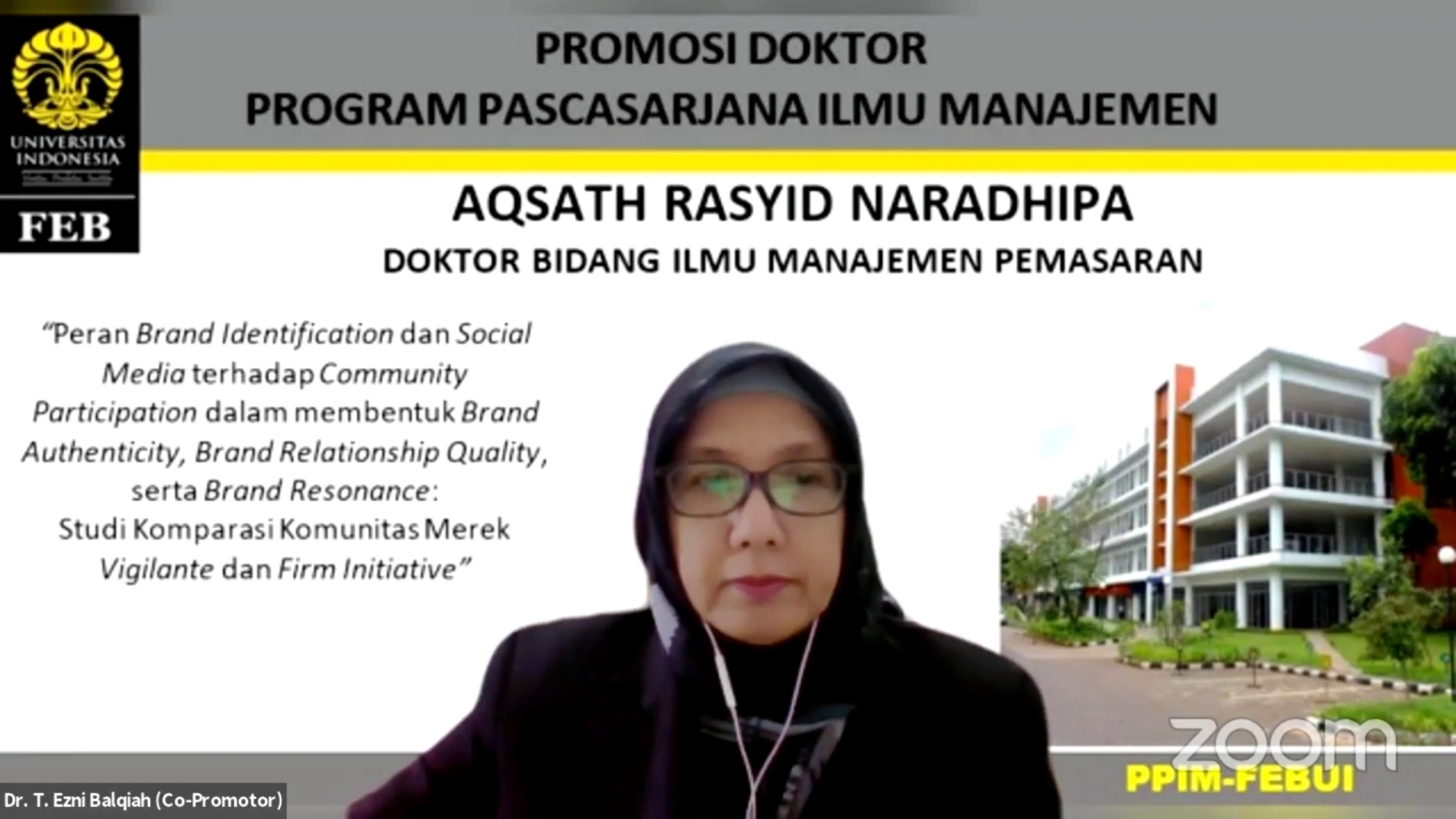 Promosi Doktor PPIM FEB UI, Aqsath Rasyid Naradhipa Kaji Peran Brand Identification dan Social ...