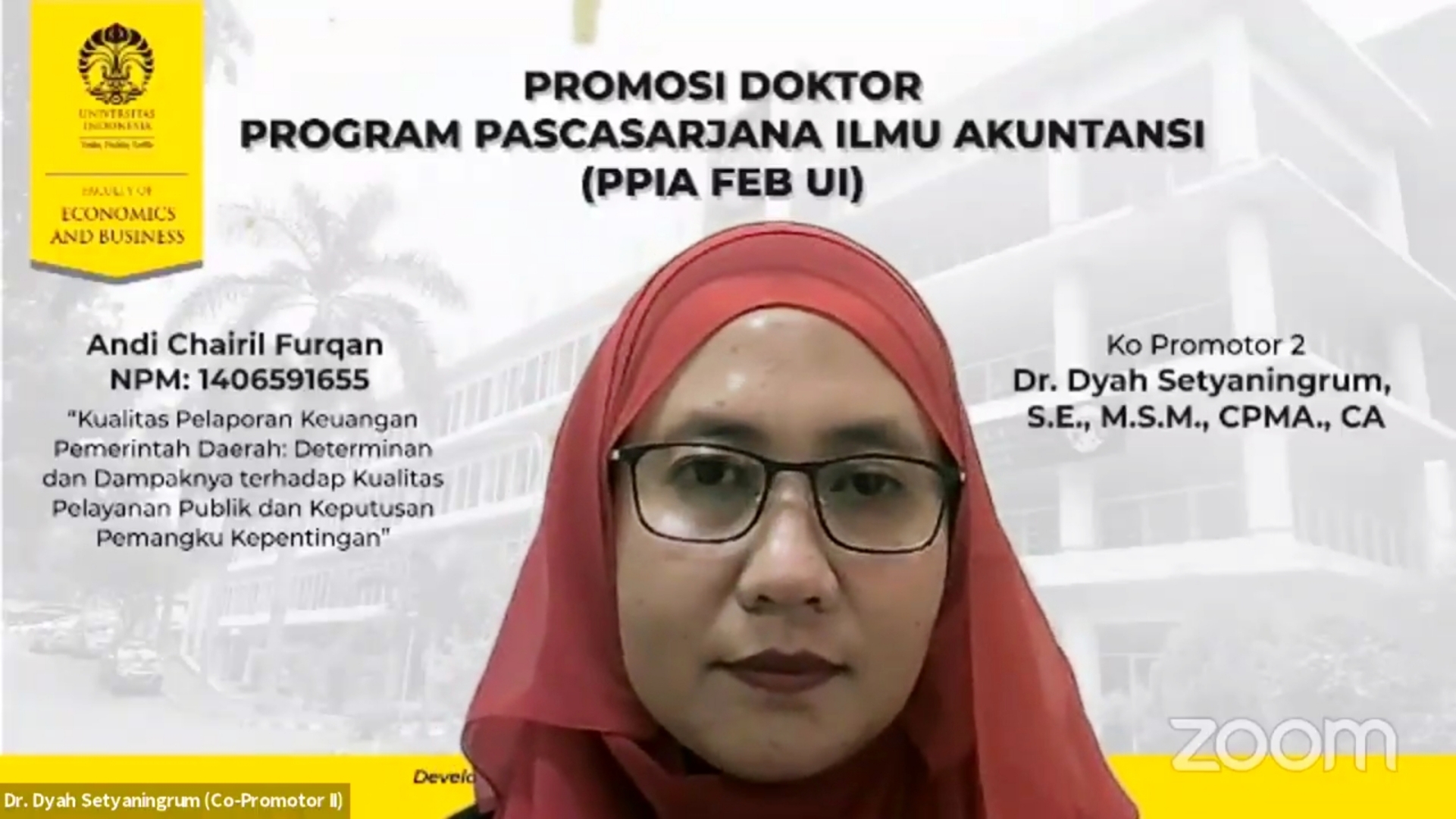 Promosi Doktor PPIA FEB UI, Andi Chairil Furqan Teliti Kualitas Pelaporan Keuangan Pemerintah ...