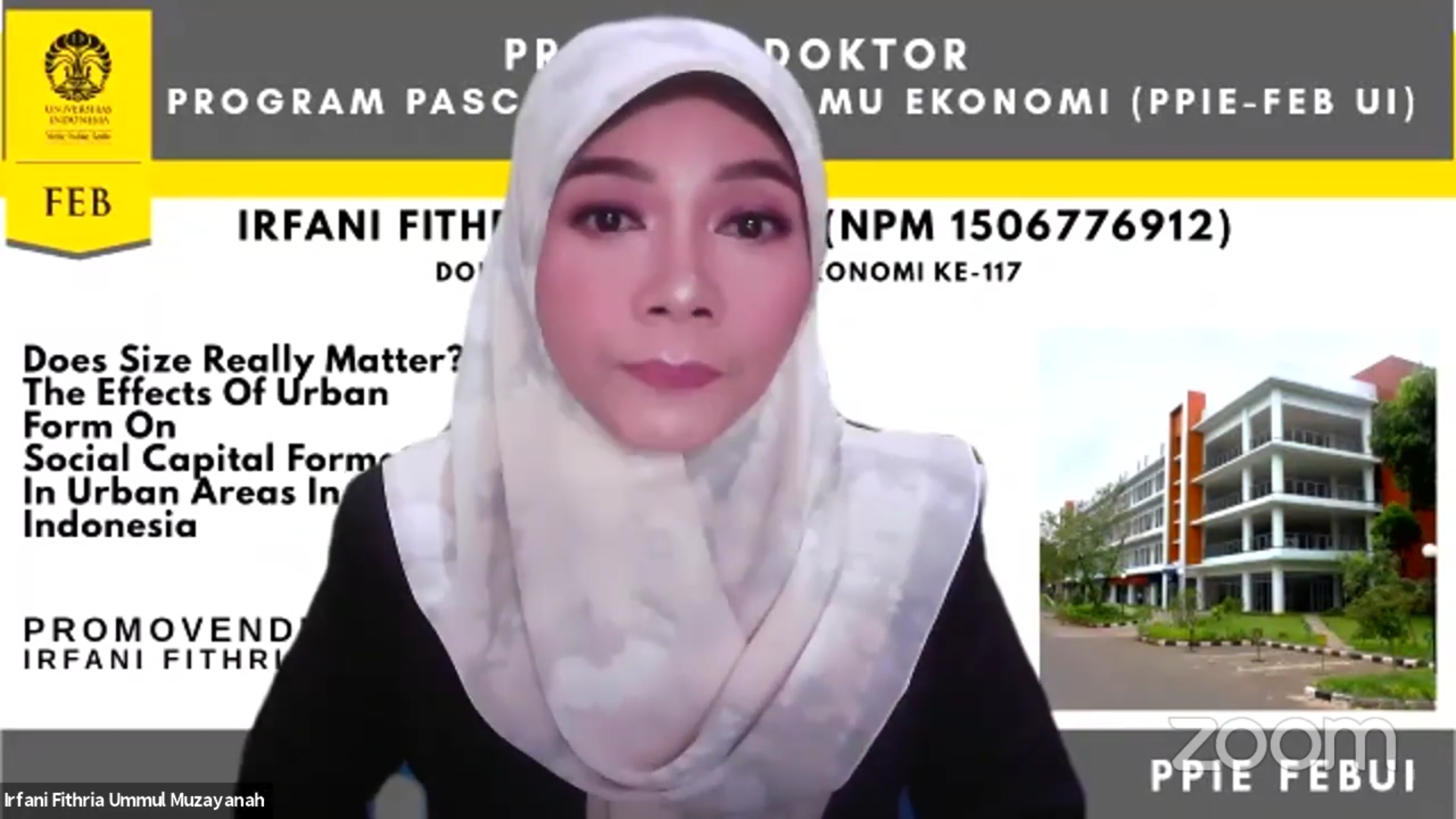 Promosi Doktor PPIE FEB UI, Irfani Fithria: Pengaruh Bentuk Perkotaan ...