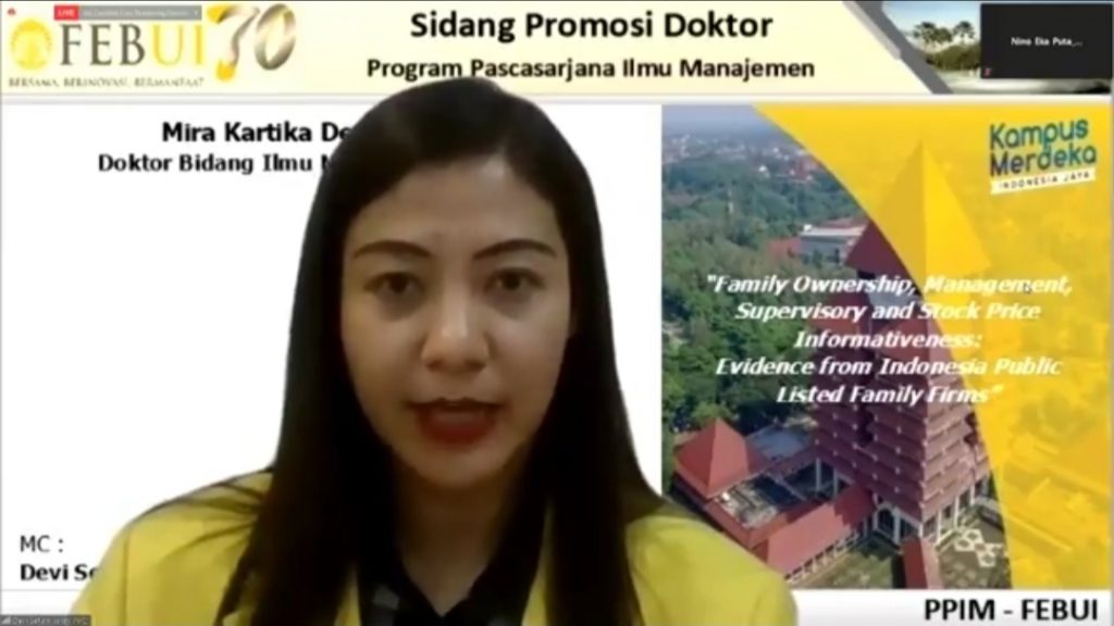 Promosi Doktor PPIM FEB UI, Teliti Family Ownership, Management, Supervisory and Stock Price ...
